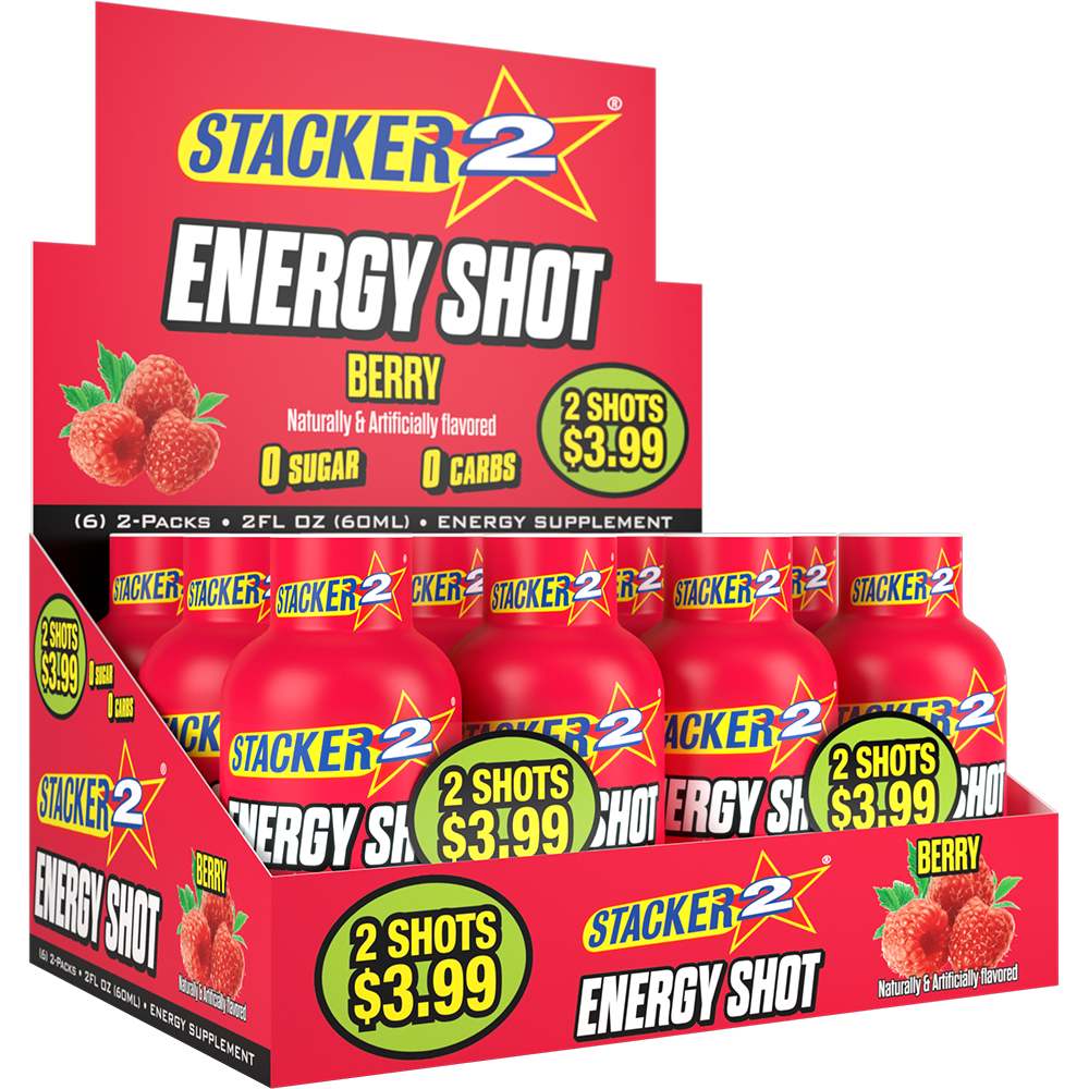 Stacker2 Energy Shots (12pk - 2 oz Bottles)