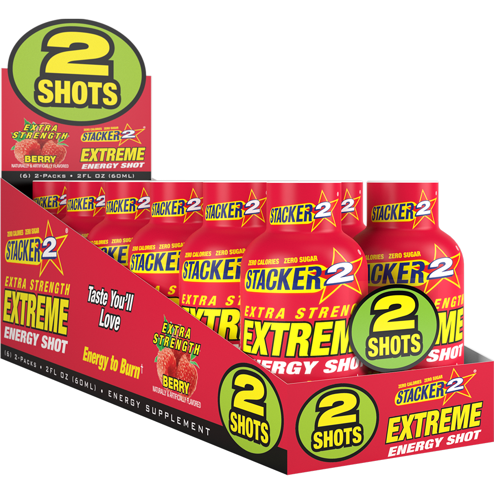 Stacker2 Extreme Energy Shots: Extra Strength (2 oz Bottles)