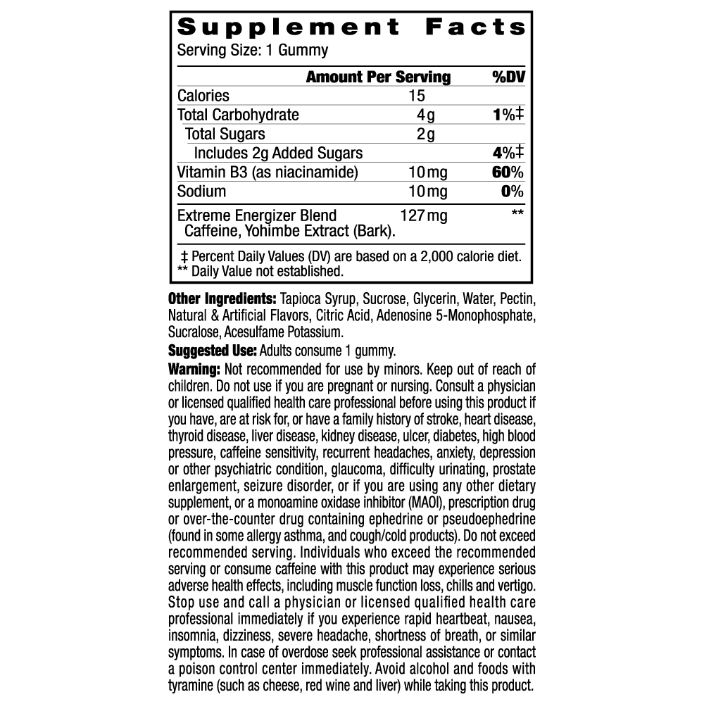 Stacker2 Chew Gummies: Extreme Energizer